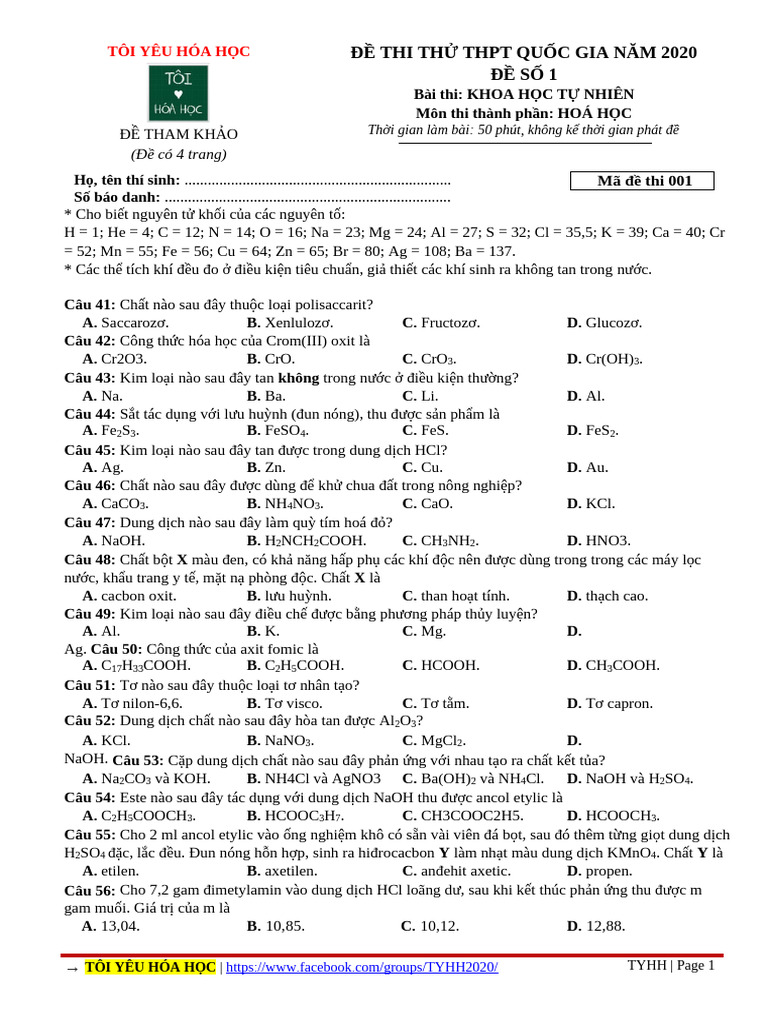 10 ĐỀ CHUẨN CẤU TRÚC 2020 - TYHH | PDF