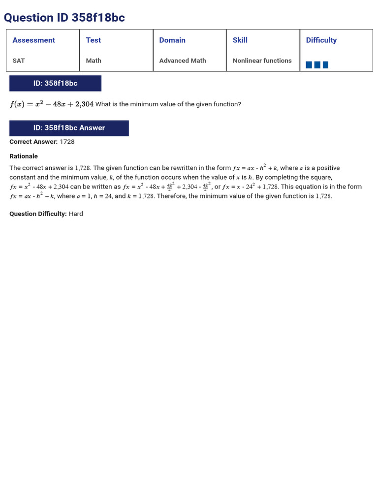SAT Question Bank: Advanced Math Insights | PDF | Median | Mean