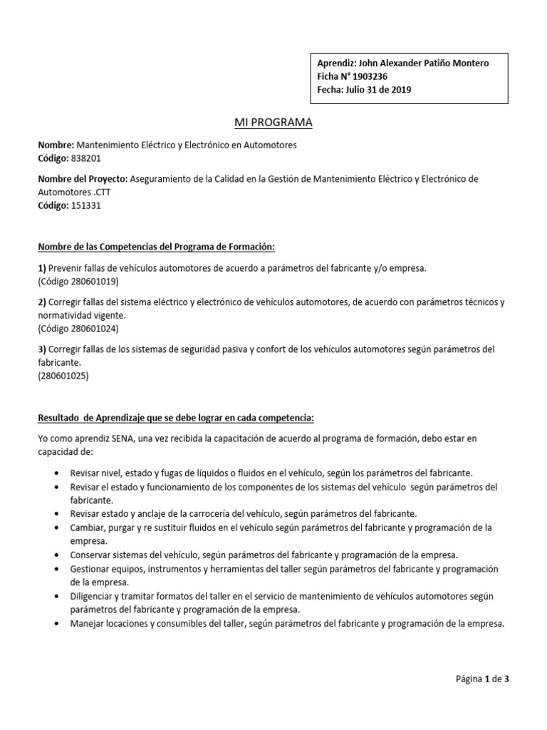 Mi Programa de Formacion SENA | PDF