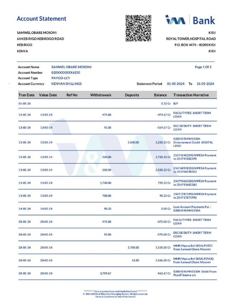 Bank Statement I&M | PDF