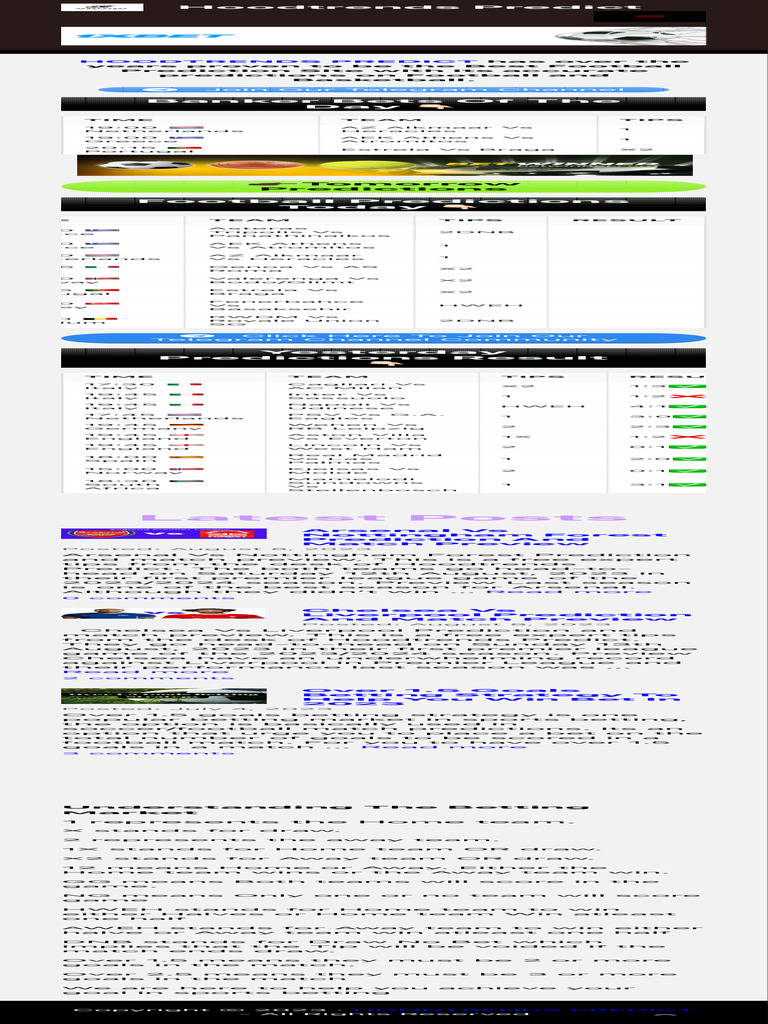 Hoodtrends Predict Best Football Prediction Site | PDF | Premier League Clubs | English Football ...