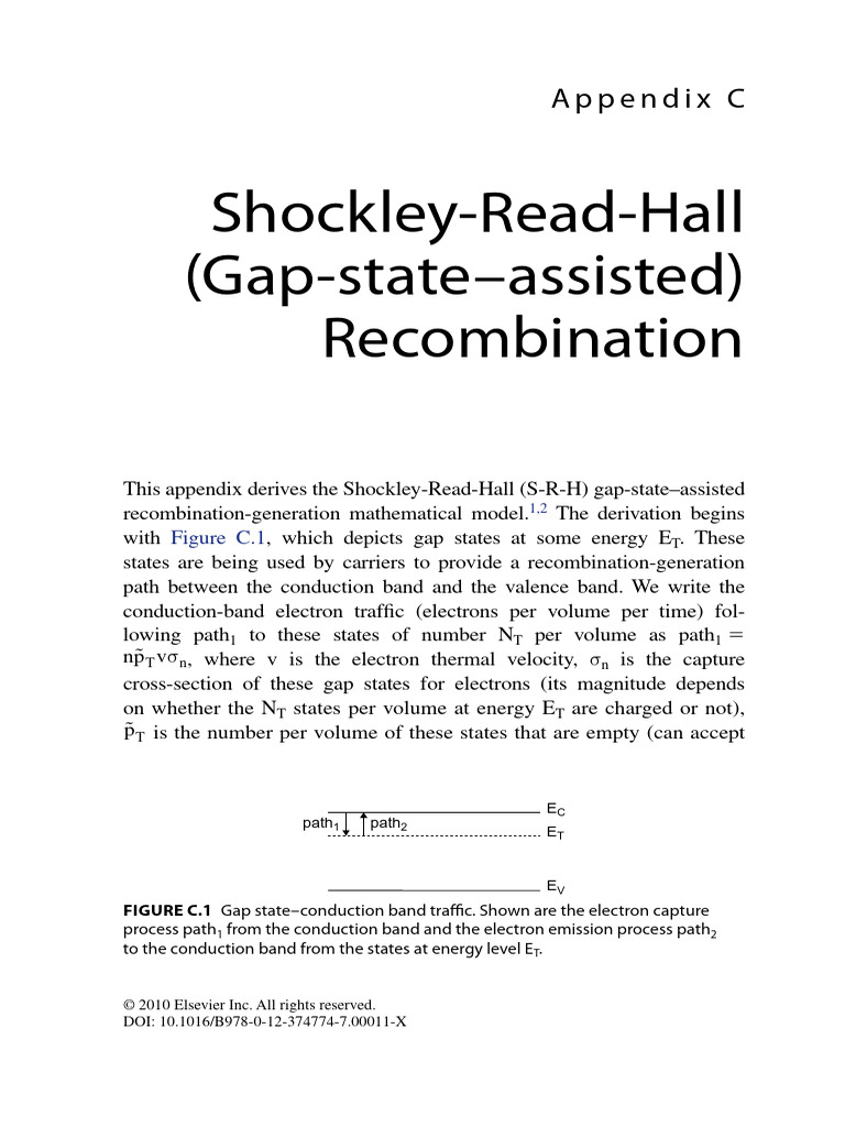Appendix C Shockley Read Hall Gap State Assisted Recombination - 2010 ...