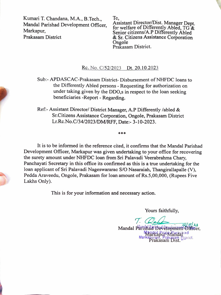 Acceptance Letter NHFDC | PDF