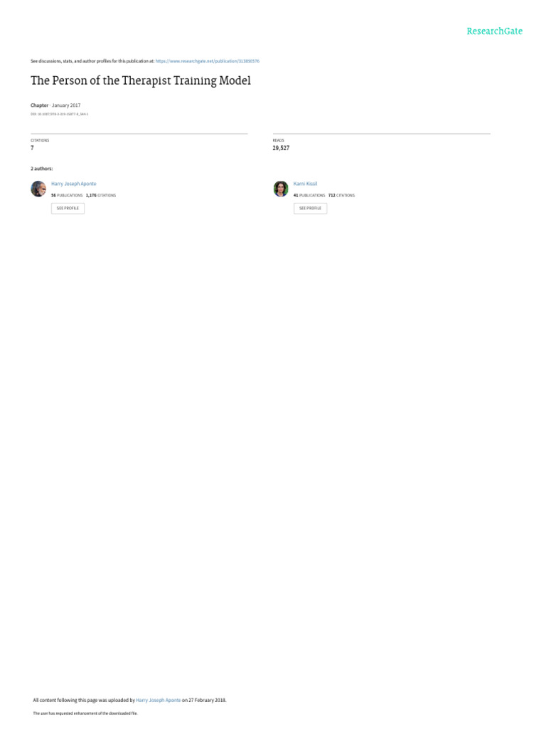 The Personofthe Therapist Training Model | PDF | Psychotherapy | Empathy