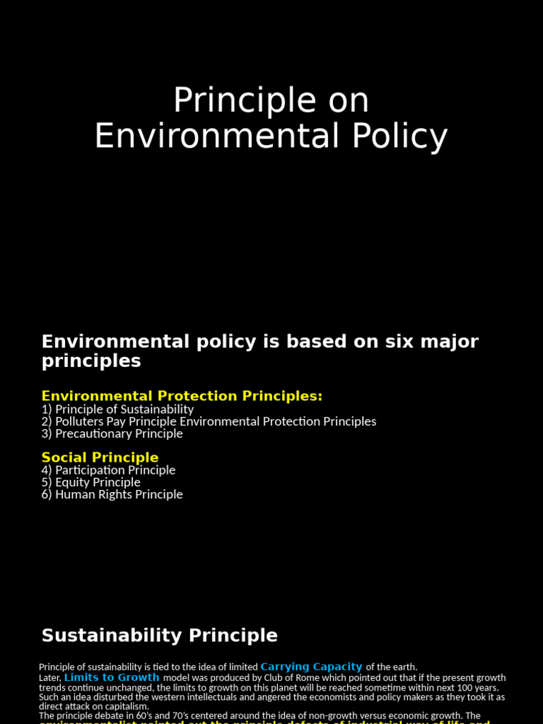 1. Principle on Environmental Policy | PDF | Sustainability | Pollution