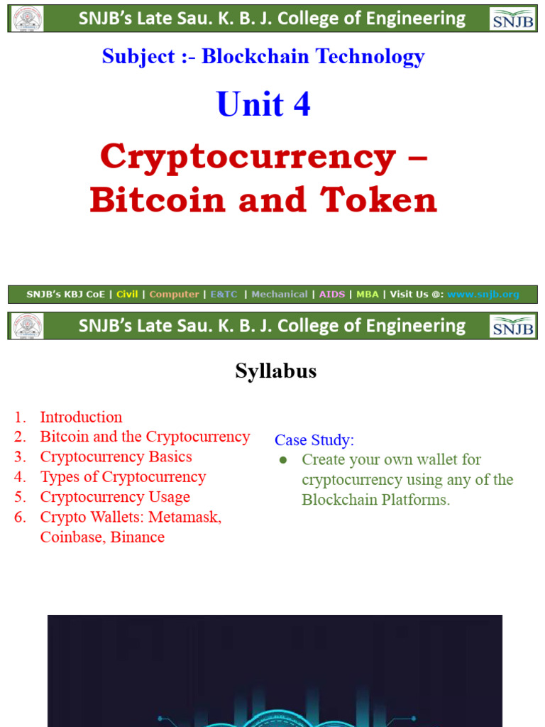 Unit 4 - Cryptocurrency E28093 Bitcoin and Token | PDF | Cryptocurrency | Bitcoin