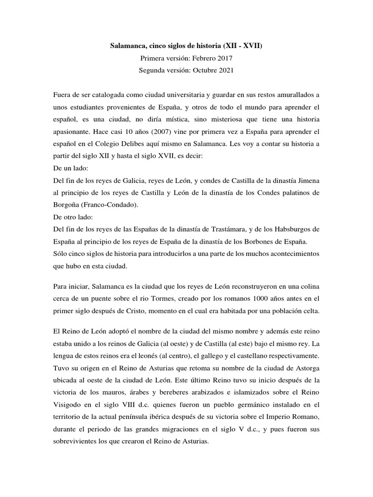 Salamanca Cinco Siglos de Historia XII X | PDF