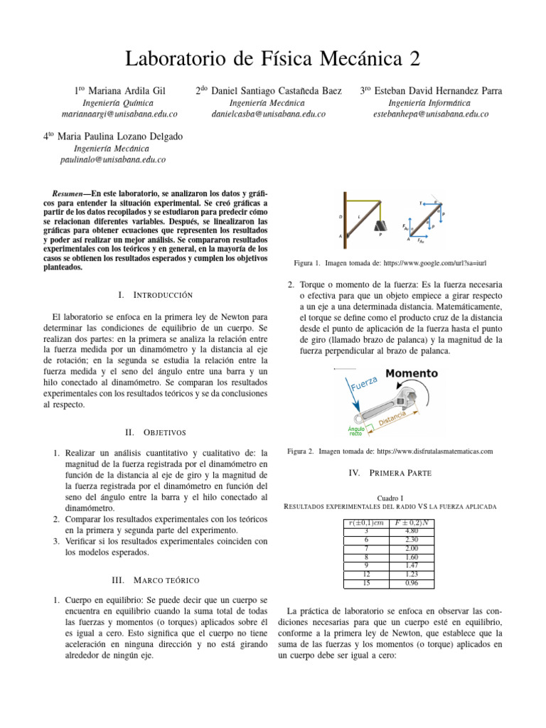 Laboratorio_de_fisica__torque_ | PDF | Fuerza | Esfuerzo de torsión
