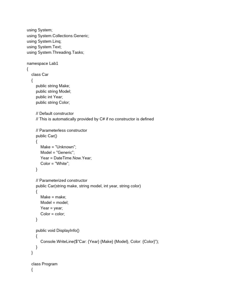 Lab1.11 Constructor | PDF