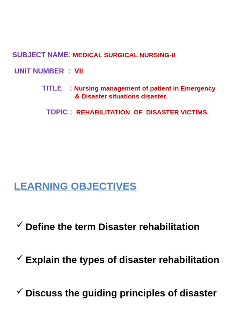 Rehabilitation Disaster Victims-PPT | PDF | Physical Therapy ...