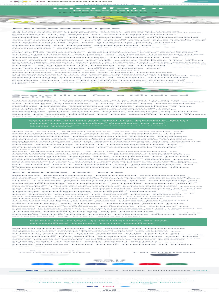 Friendships Mediator (INFP) Personality 16Personalities | PDF ...