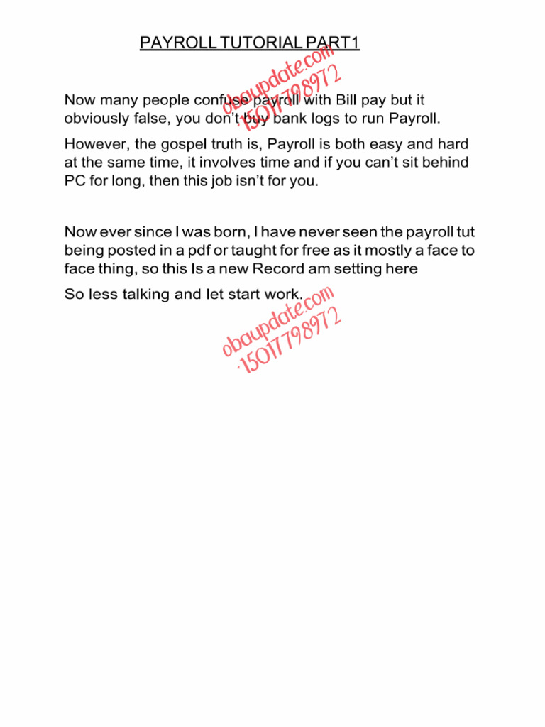 Payroll Tut Part One 1 | PDF