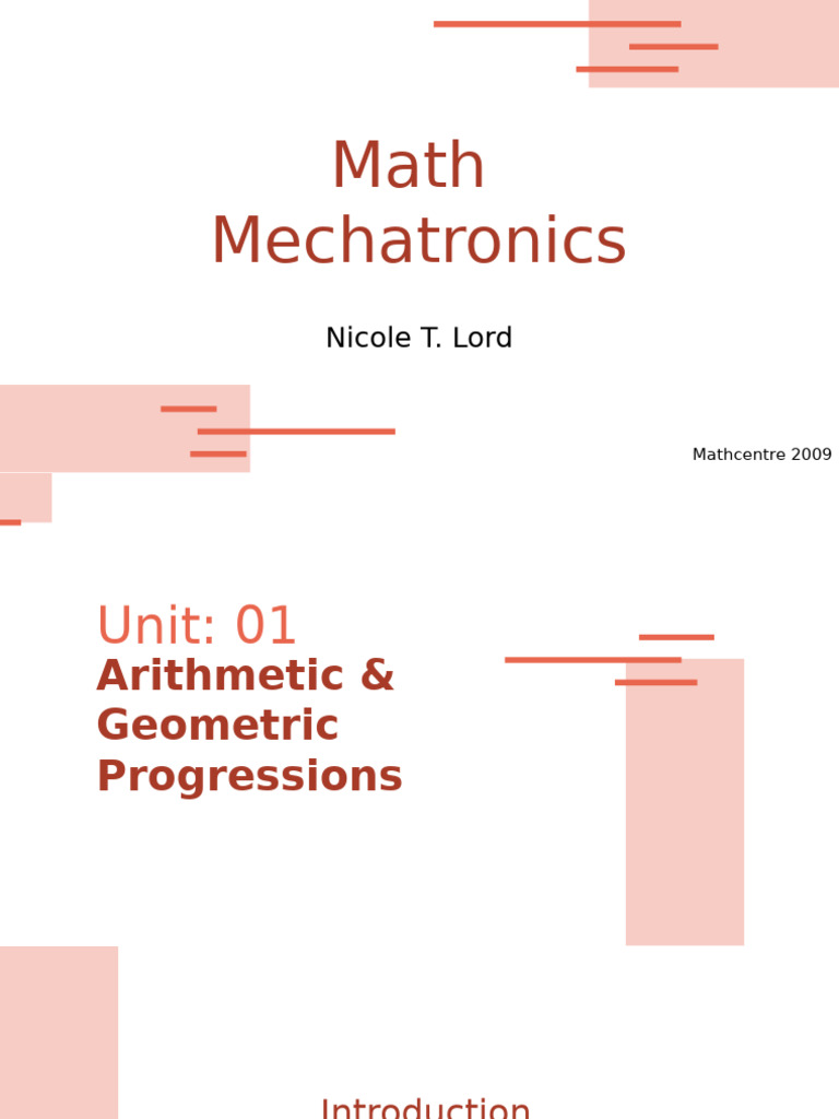 NTL Unit 1- Arithmetic and Geometric Progressions | PDF