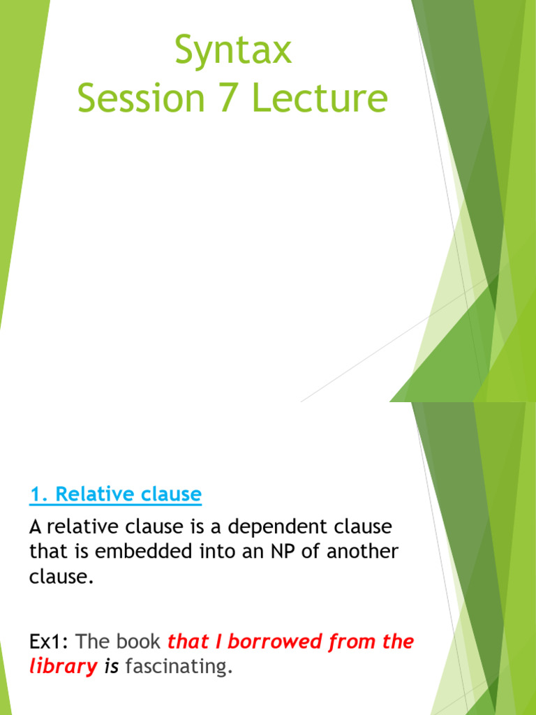 Advanced Syntax: Relative Clauses | PDF | Clause | Grammar