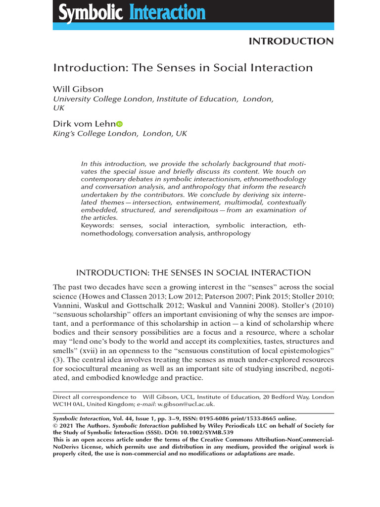 Exploring Senses in Social Interaction | PDF | Perception | Senses