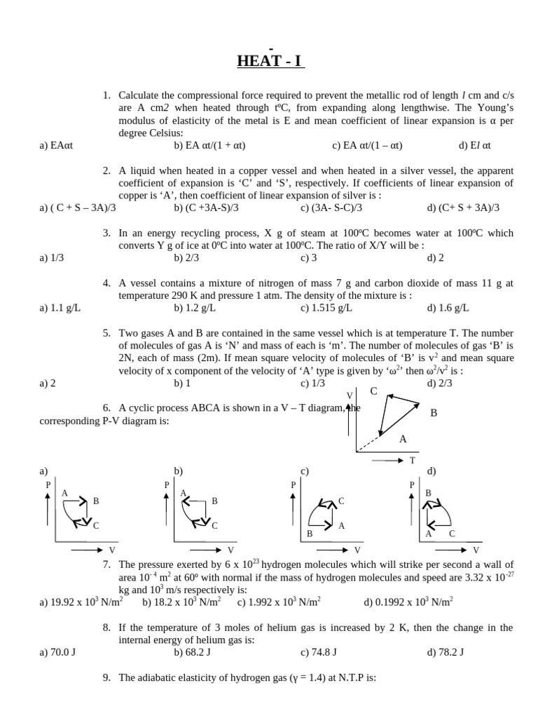 HEAT - I | PDF | Thermal Expansion | Gases