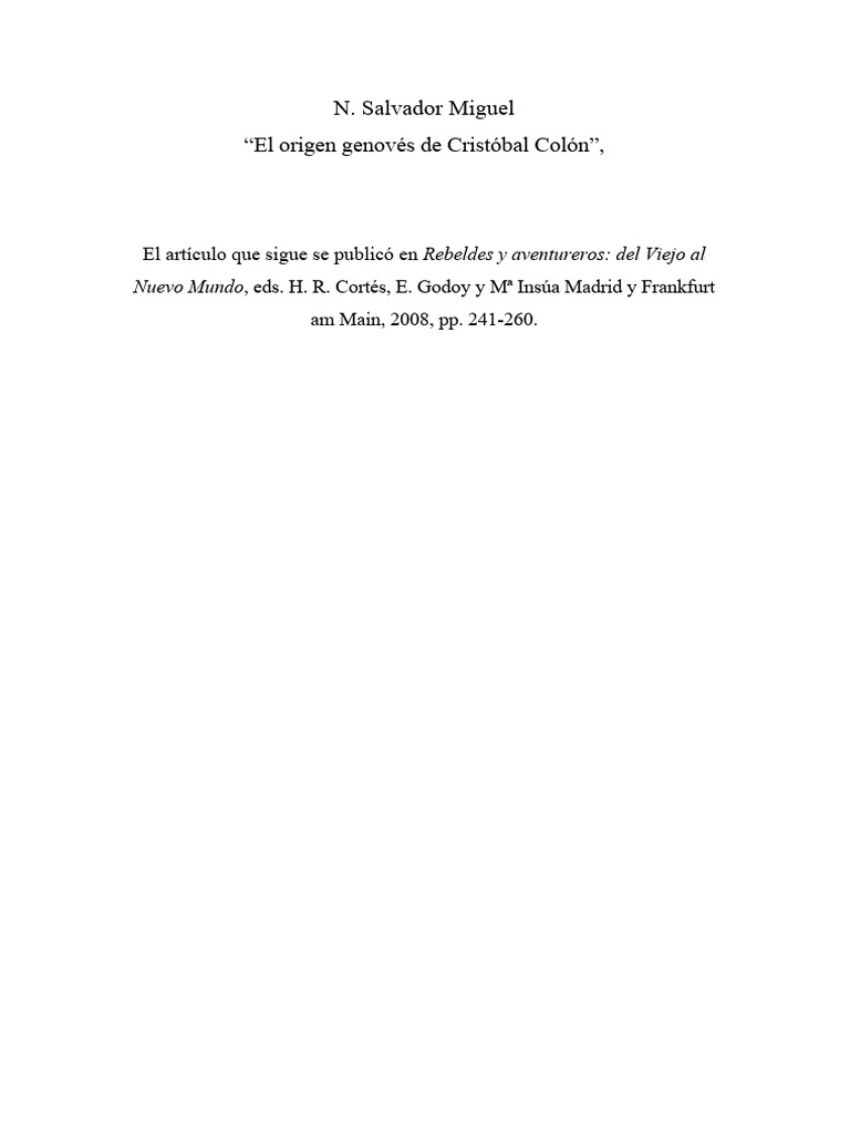 El Origen Genoves de Cristobal Colon | PDF | Cristobal colon | Génova