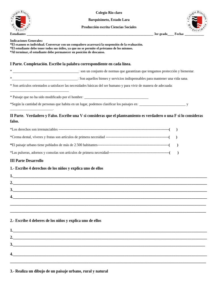 Examen de Ciencias Sociales 3a | PDF