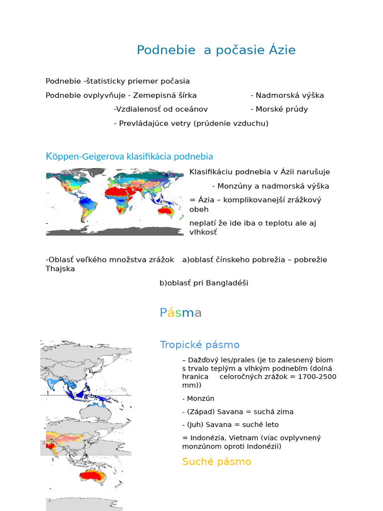 Podnebie A Počasie Ázie | PDF