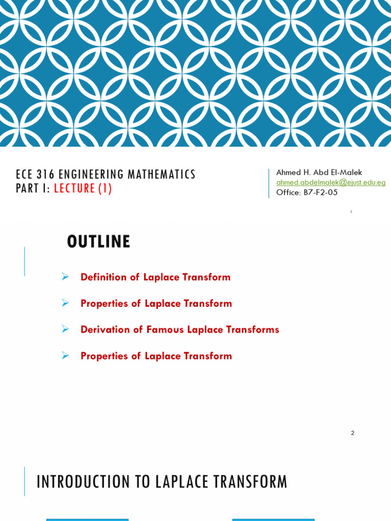 lec 1 | PDF | Laplace Transform | Applied Mathematics lec 1 | PDF | Laplace Transform | Applied Mathematics