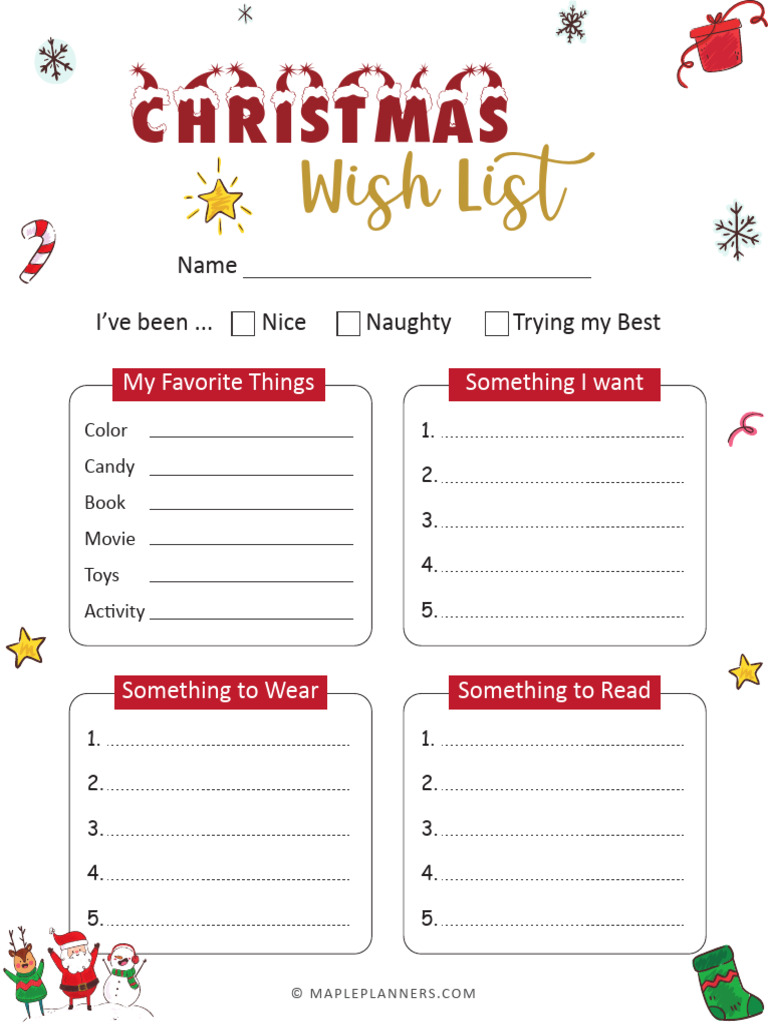 Christmas Wish List Template | PDF