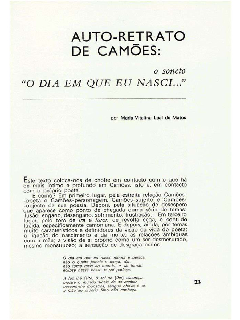 Maria Vitalina Leal de Mato - Auto-Retrato de Camões - o Soneto O Dia ...
