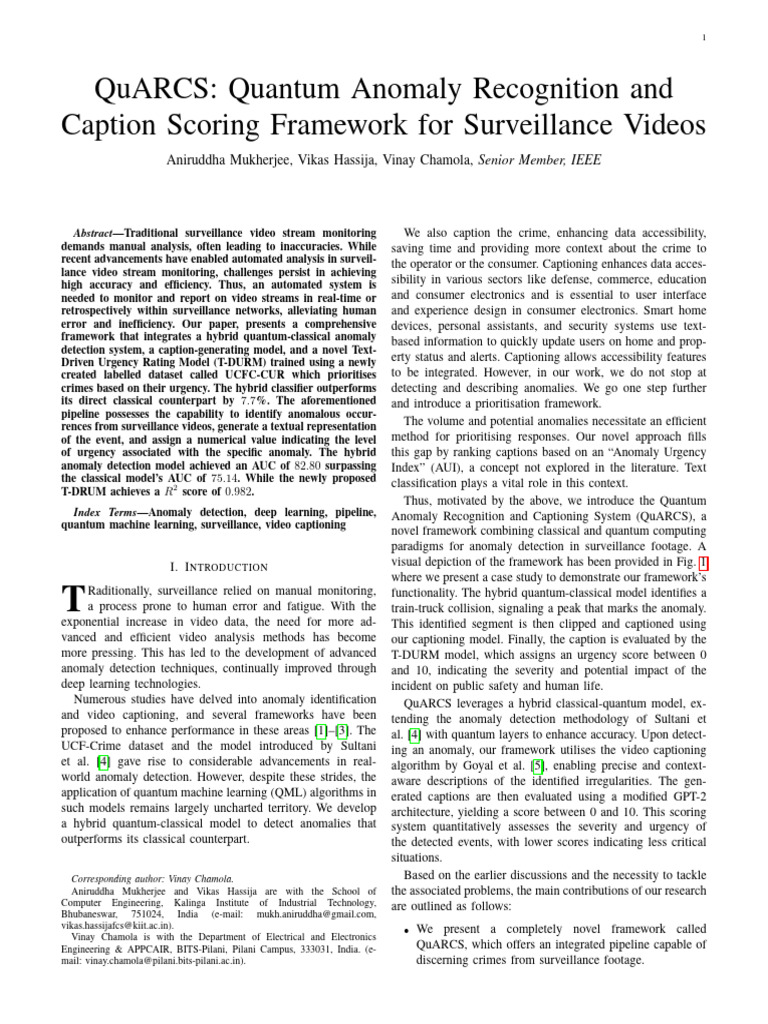 QuARCS Quantum Anomaly Recognition and Caption Scoring Framework For ...