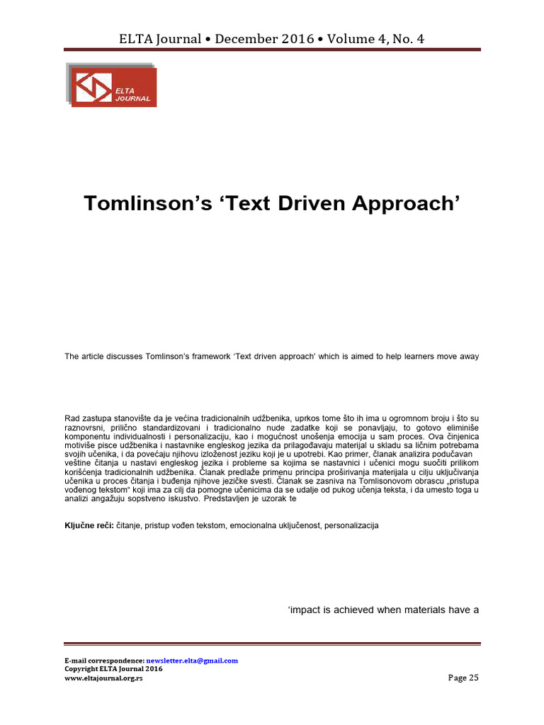 Text-Driven Approach | PDF | Learning | Second Language