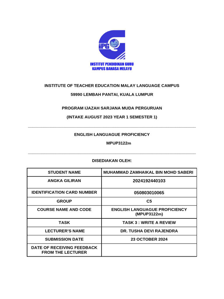 IPG TASK 3 ELP 2024 | PDF | Empathy | Narrative