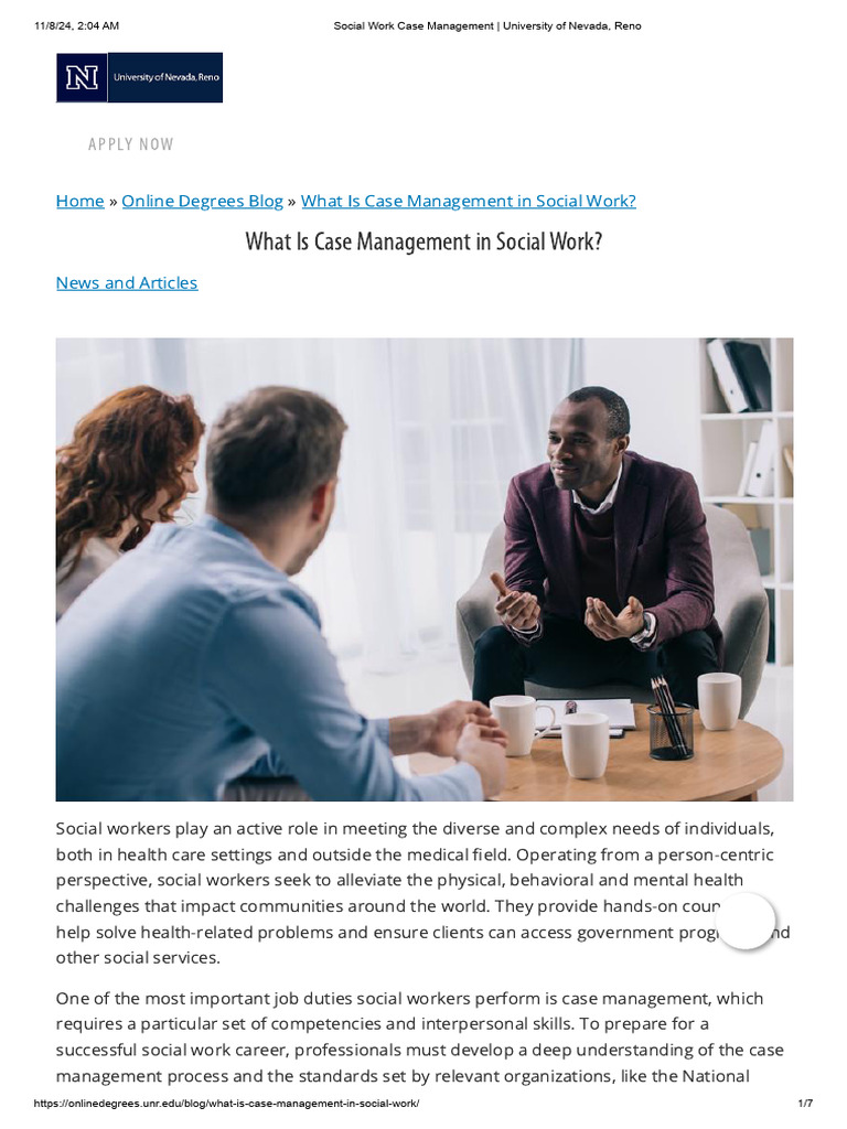 Sw Case Management Univ Nevada | PDF | Social Work | Mental Health