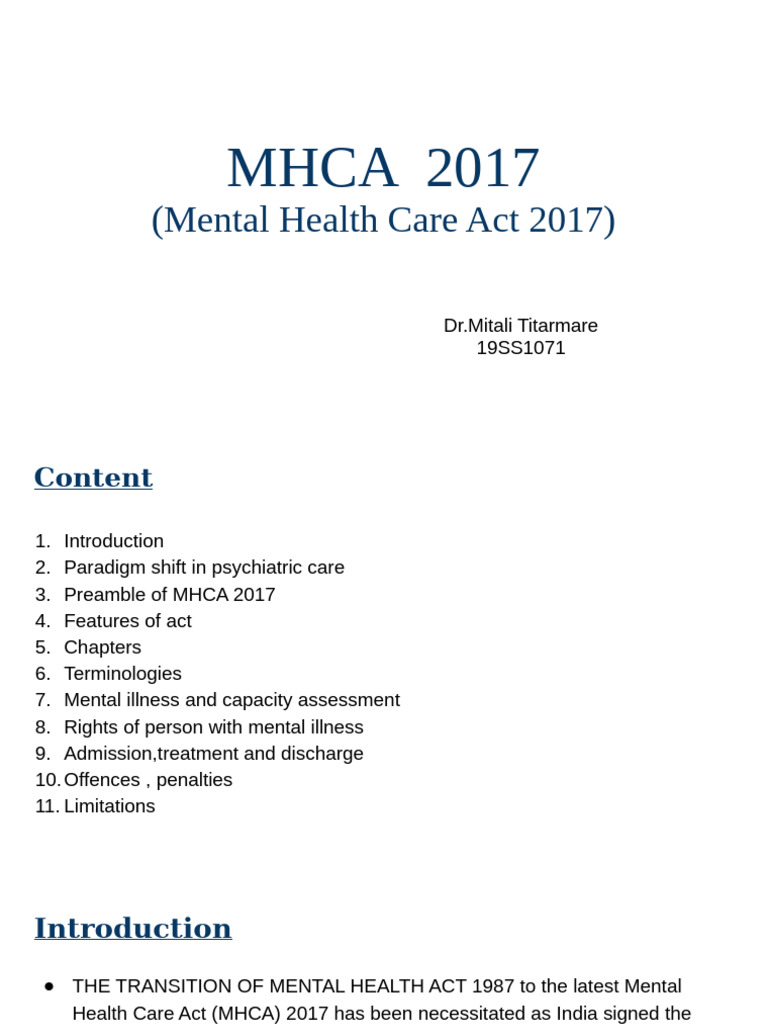 MHCA psychiatry | PDF | Mental Health | Psychiatry
