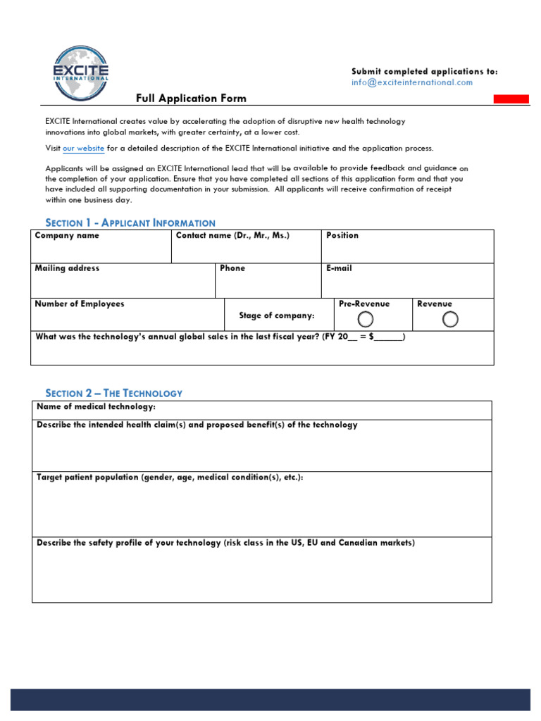 The EXCITE International Application Form 1 | PDF | Evaluation | Health ...