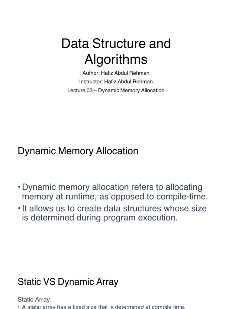 Dynamic Memory Allocaion Pdf Integer Computer Science Pointer