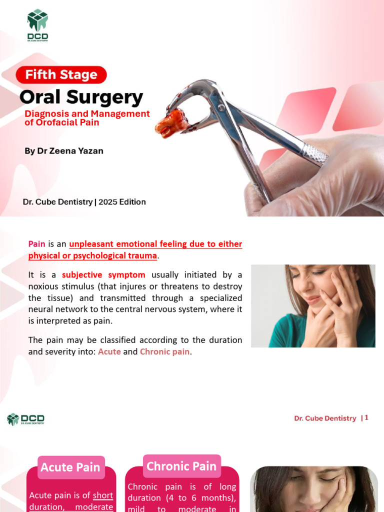 O.Surgery Lec.6 Diagnosis and Management of Orofacial Pain | PDF ...
