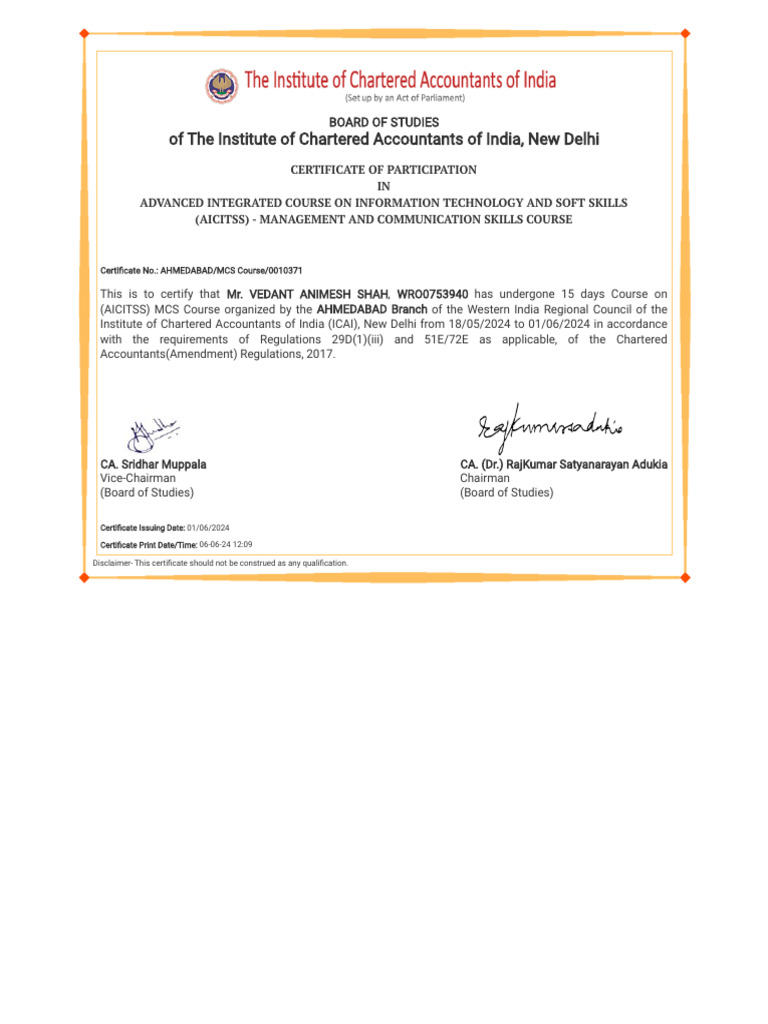 GMCS Certificate | PDF