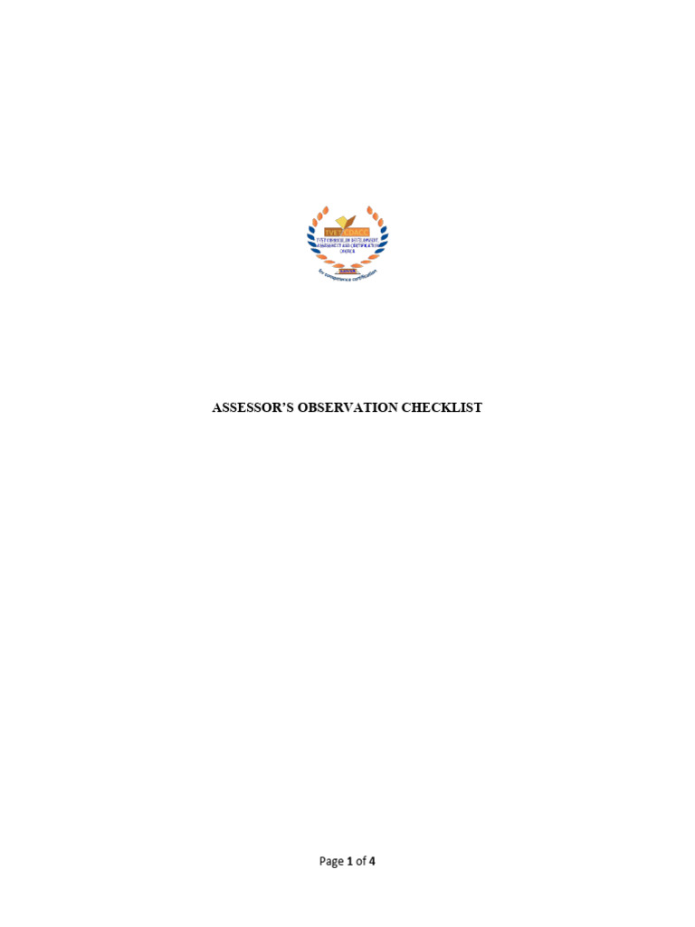 6-fundamentals programming.Assessors Guide Observation Checklist | PDF ...