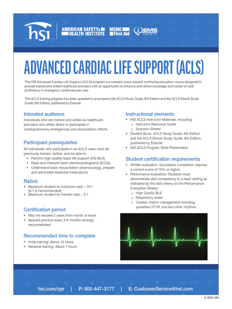 Hsi Acls Spec Sheet | PDF | Cardiopulmonary Resuscitation | Medicine