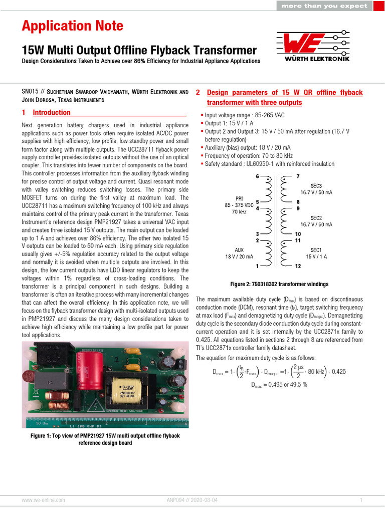 o183213v410 ANP094a 15W Multi Output Offline Flyback Transformer | PDF ...