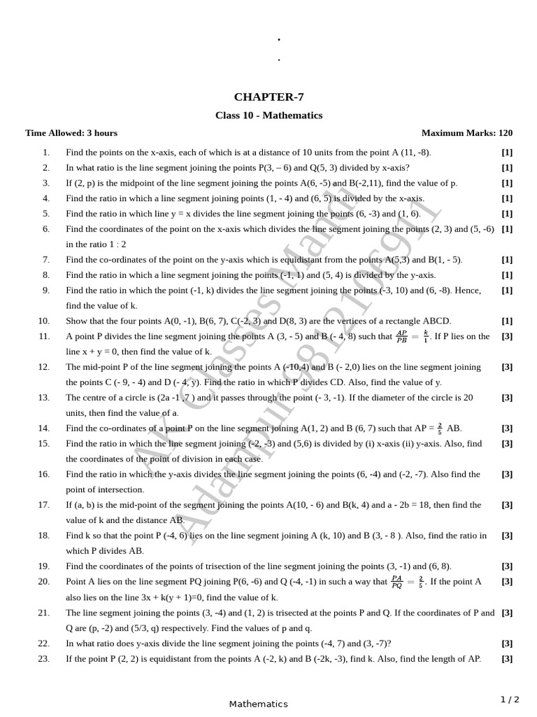 Class 10 Chapter 7 Maths Assignment | PDF | Triangle | Geometric Shapes