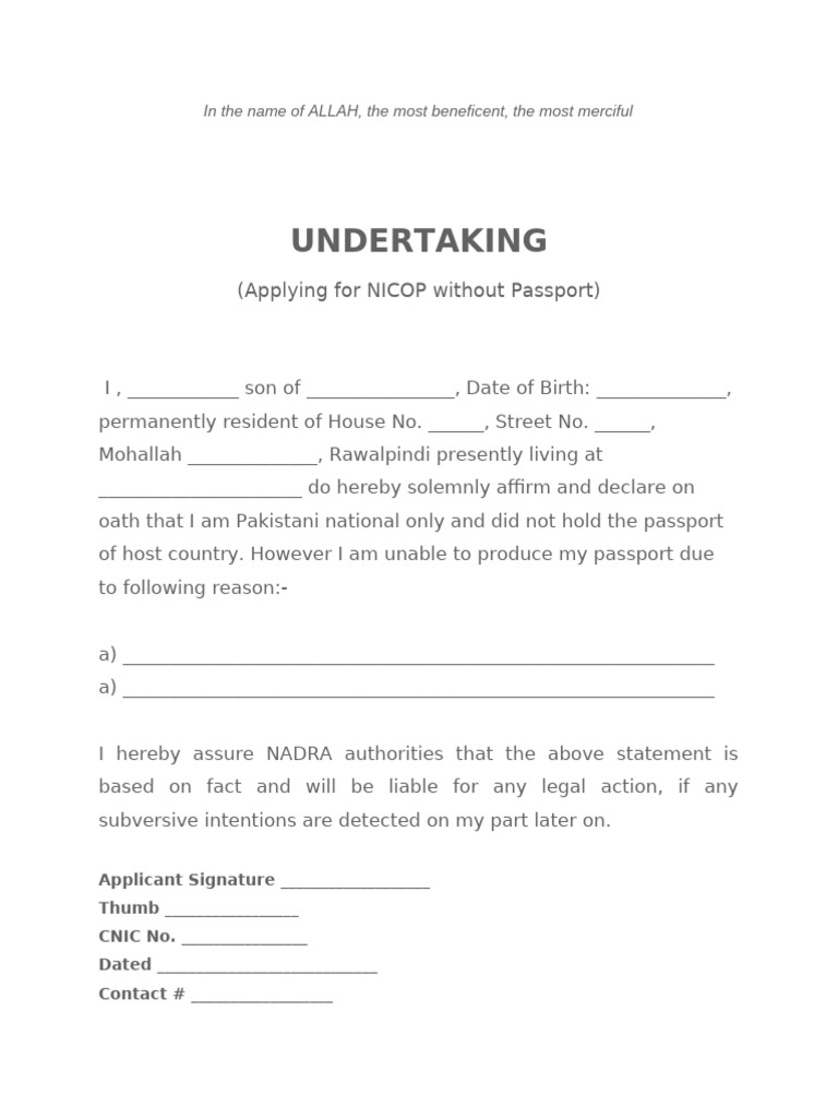 NICOP Application Without Passport | PDF