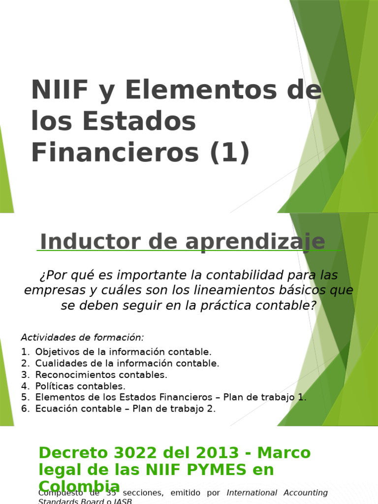 01 NIIF y Elementos de Los EEFF (Parte 1) | PDF | normas internacionales de INFORMACION ...