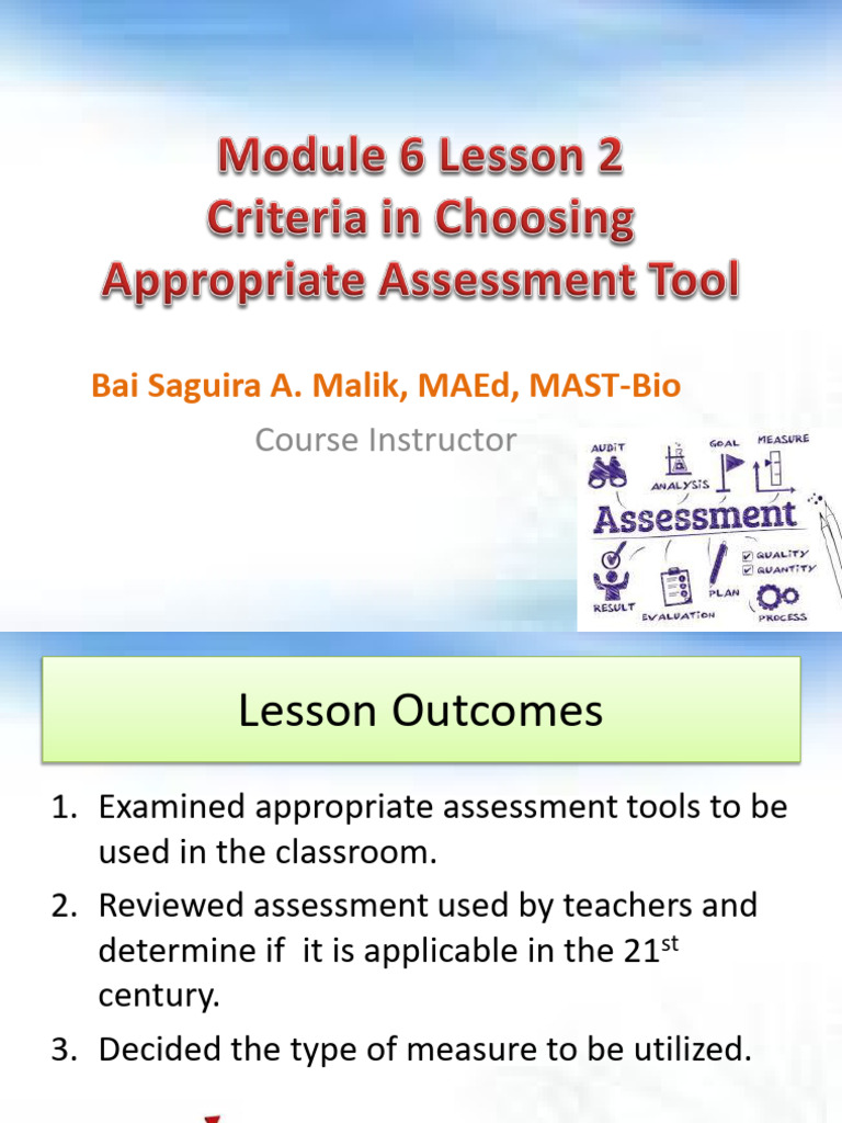 Module 6 Lesson 2 Updated-3 | PDF | Educational Assessment | Rubric (Academic)