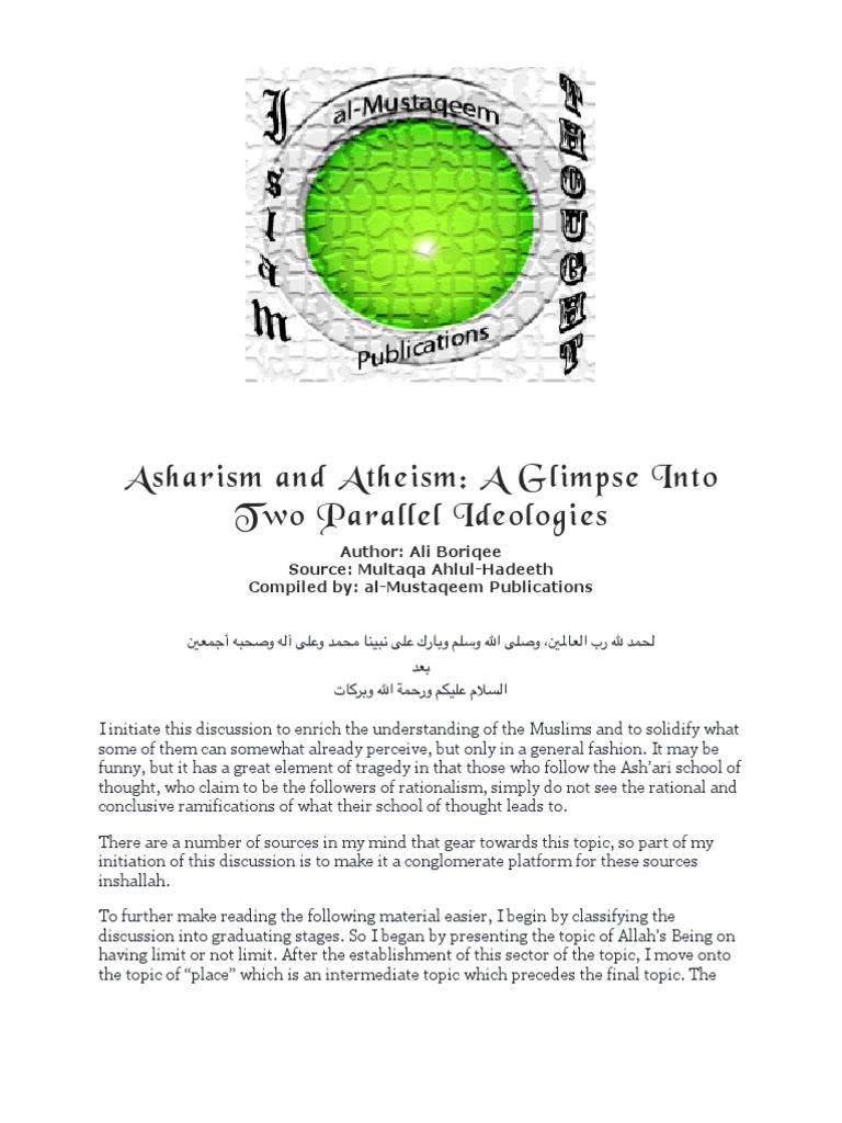 Ash'ari vs Sunni: Allah's Nature Debate | PDF | Atheism | Existence Of God