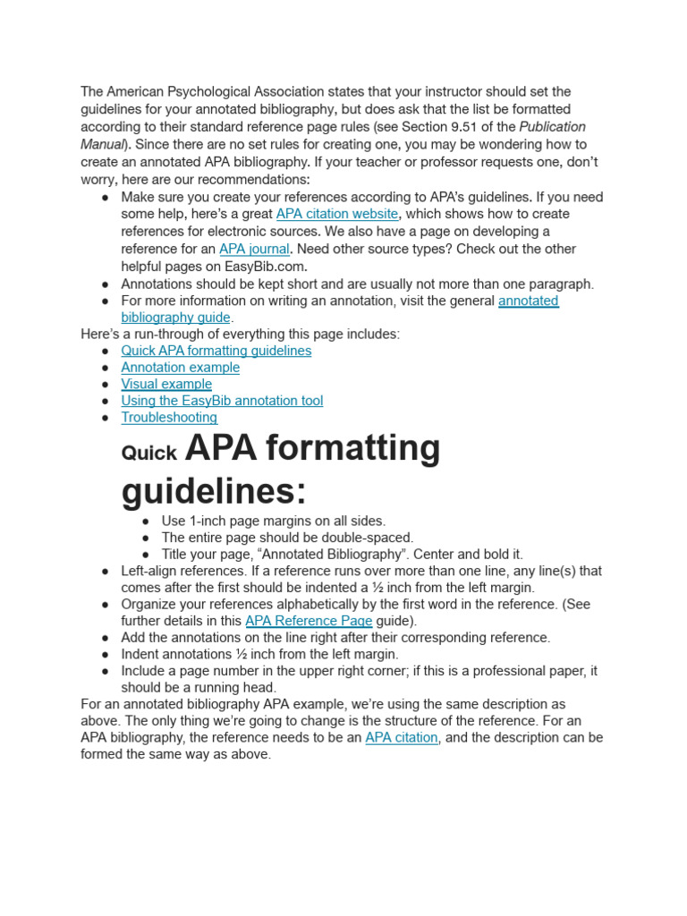 Annotated Bibliography | PDF | Citation | Apa Style