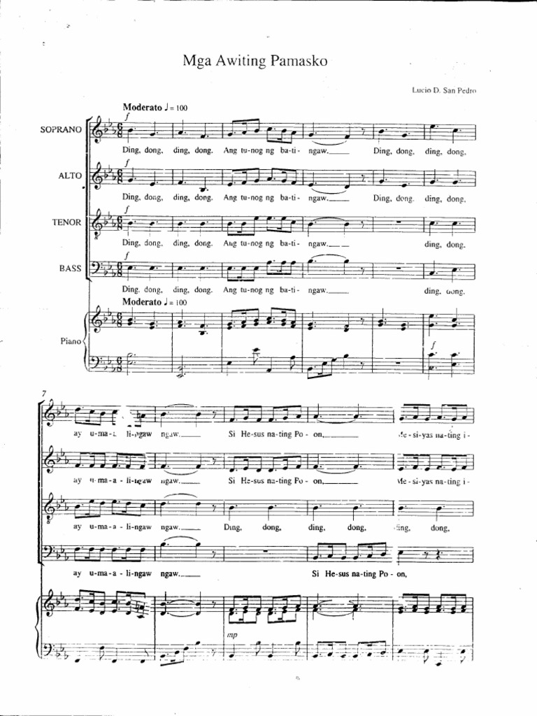 Mga Awiting Pamasko Scanned Transcription Lucio San Pedro | PDF