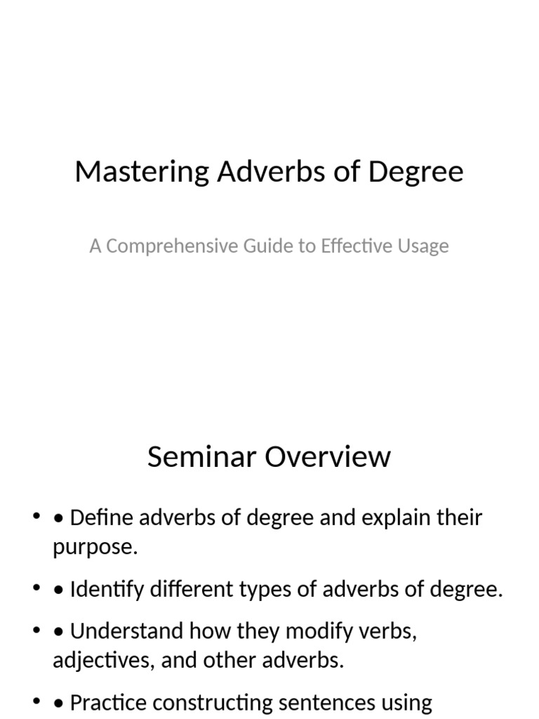 Enhanced Adverbs of Degree Seminar | PDF