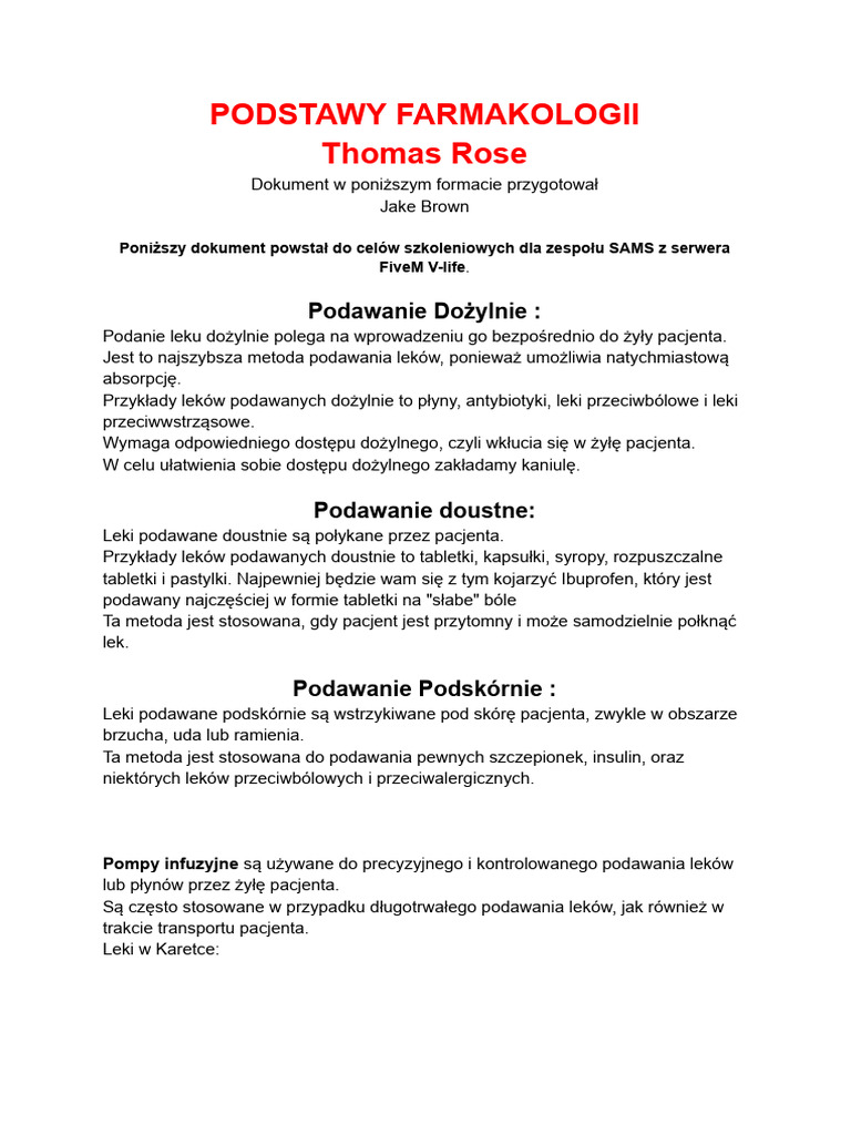 PODSTAWY FARMAKOLOGII Thomas Rose | PDF