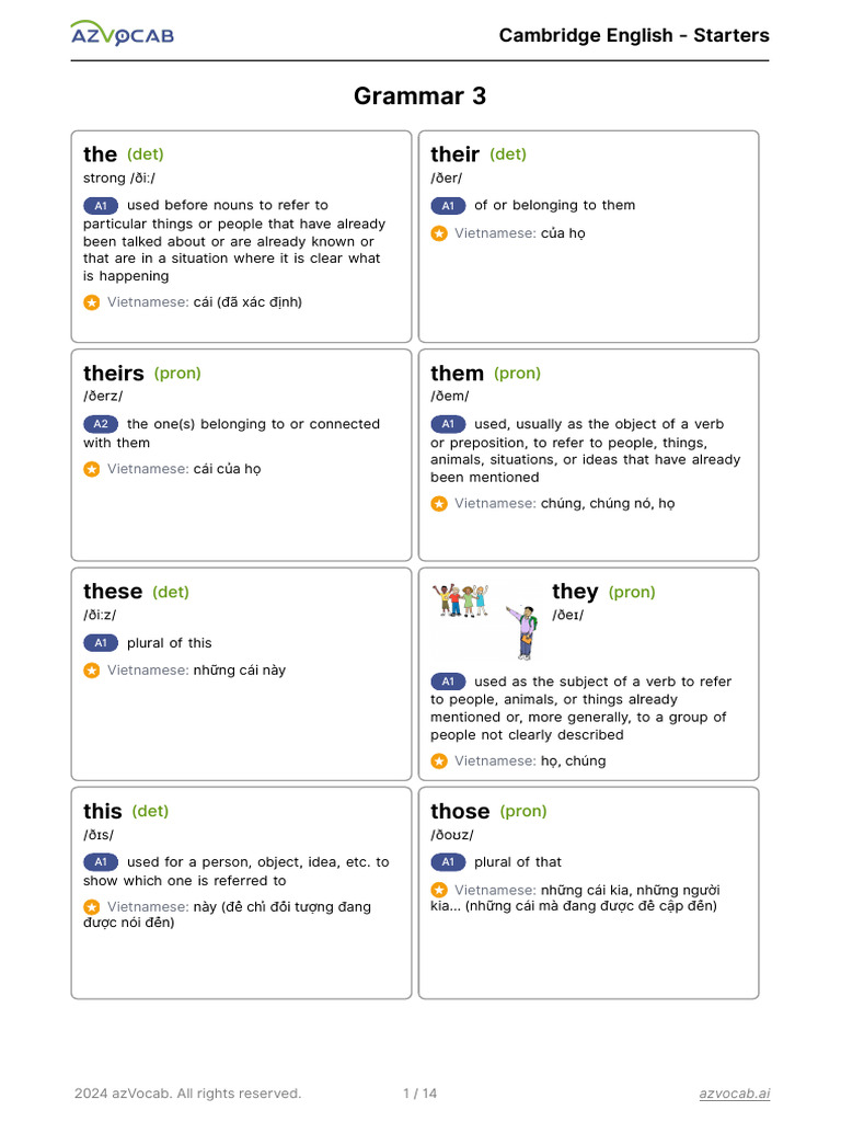 Grammar 3 (Cambridge English - Starters) | PDF | Verb | English Language