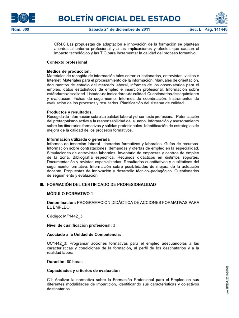Los Criterios de Evaluacion en Los Certificados de Profesionalidad | PDF | Evaluación ...