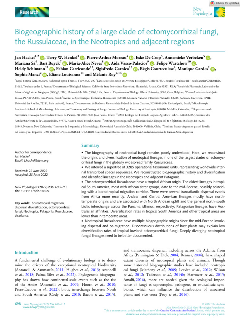 2022 - Hackel Et Al - Biogeographic History of A Large Clade of ...